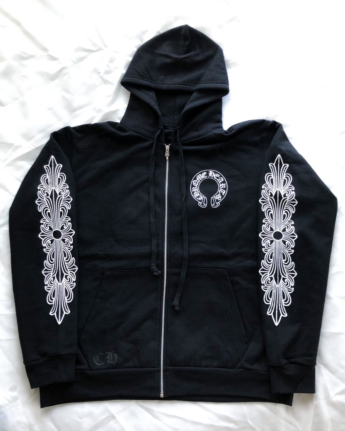 Chrome Hearts CHROME HEARTS CL03 FLORAL SLEEVE LOGO ZIP UP HOODIE | Grailed