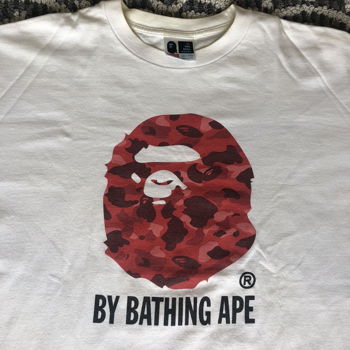 Bape Bape Red Nerd Camo Big Ape Head Tee | Grailed