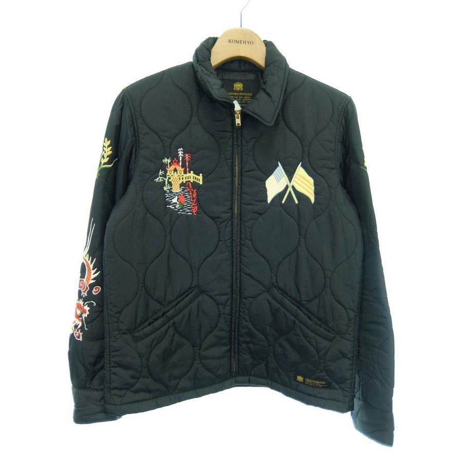Neighborhood Embroidery Design Quilted Zip Nylon Black Light Jackets ...