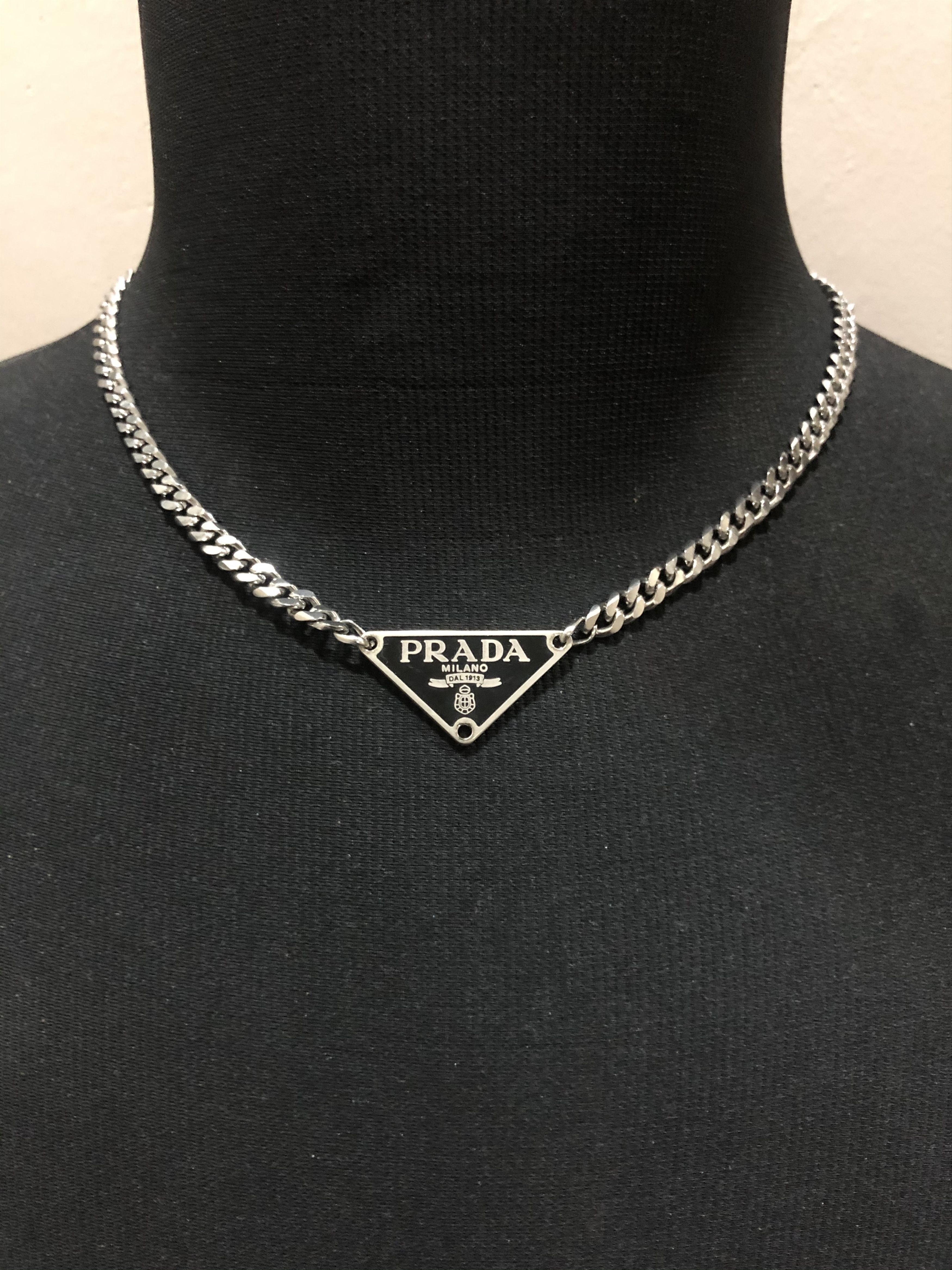 Custom × Prada × Vintage 🔥RARE PRADA ️Necklace Cuban Link Chain Hip Hop ...