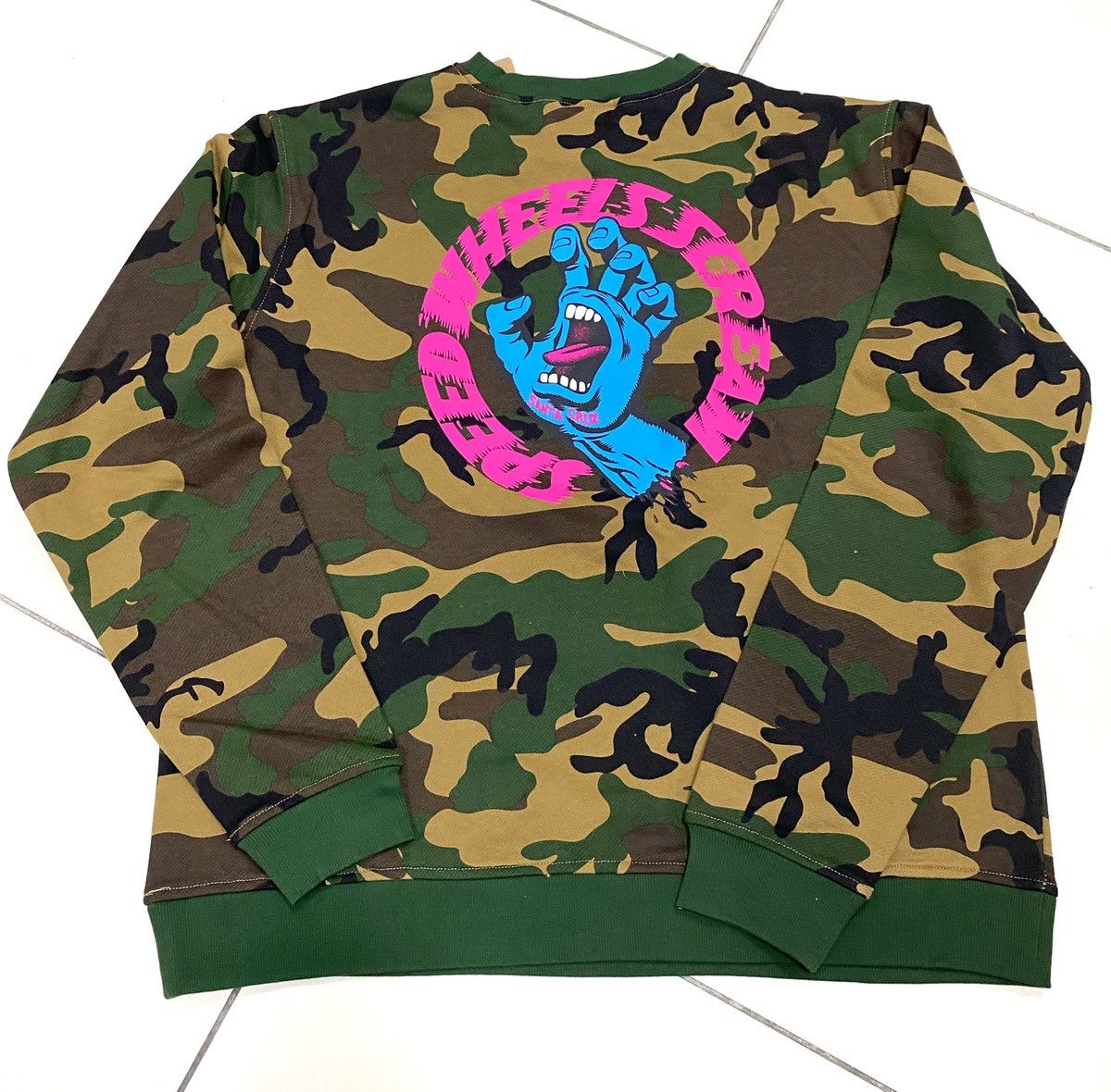 Santa Cruz × Santa Cruz Skateboards Camo Green Santa Cruz sweater | Grailed
