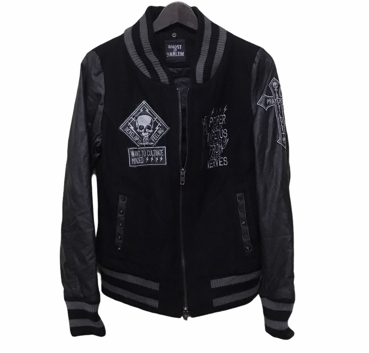 Japanese Brand × Streetwear ghost of harlem embroidered varsity jacket ...
