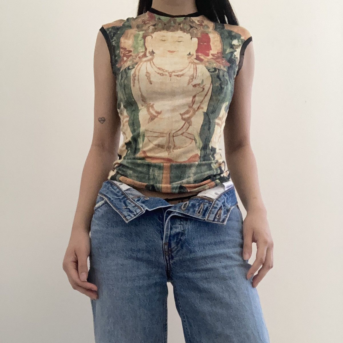 Jean Paul Gaultier × Vintage Vivienne Tam 1997 Kuan Yin (“Buddha”) Mesh ...