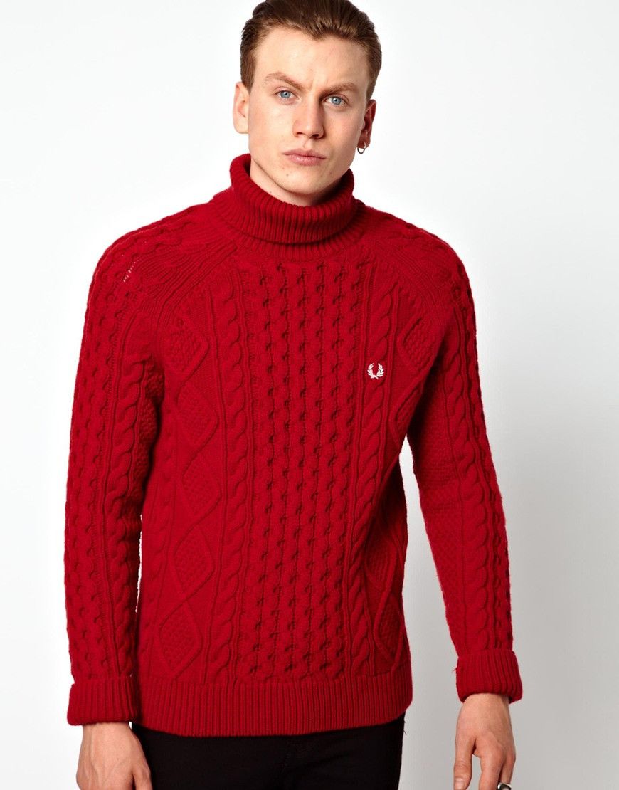 Fred Perry Fred Perry Classic Aran Roll Neck Knit pattern Sweater | Grailed