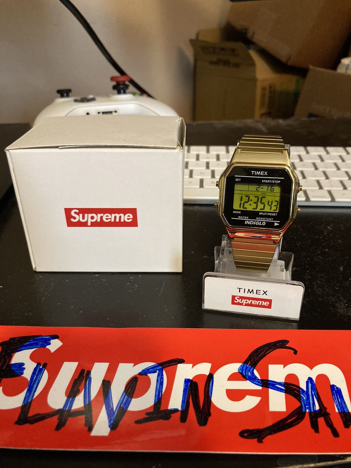 Supreme Supreme Timex Gold Box Logo Digital Watch | Grailed