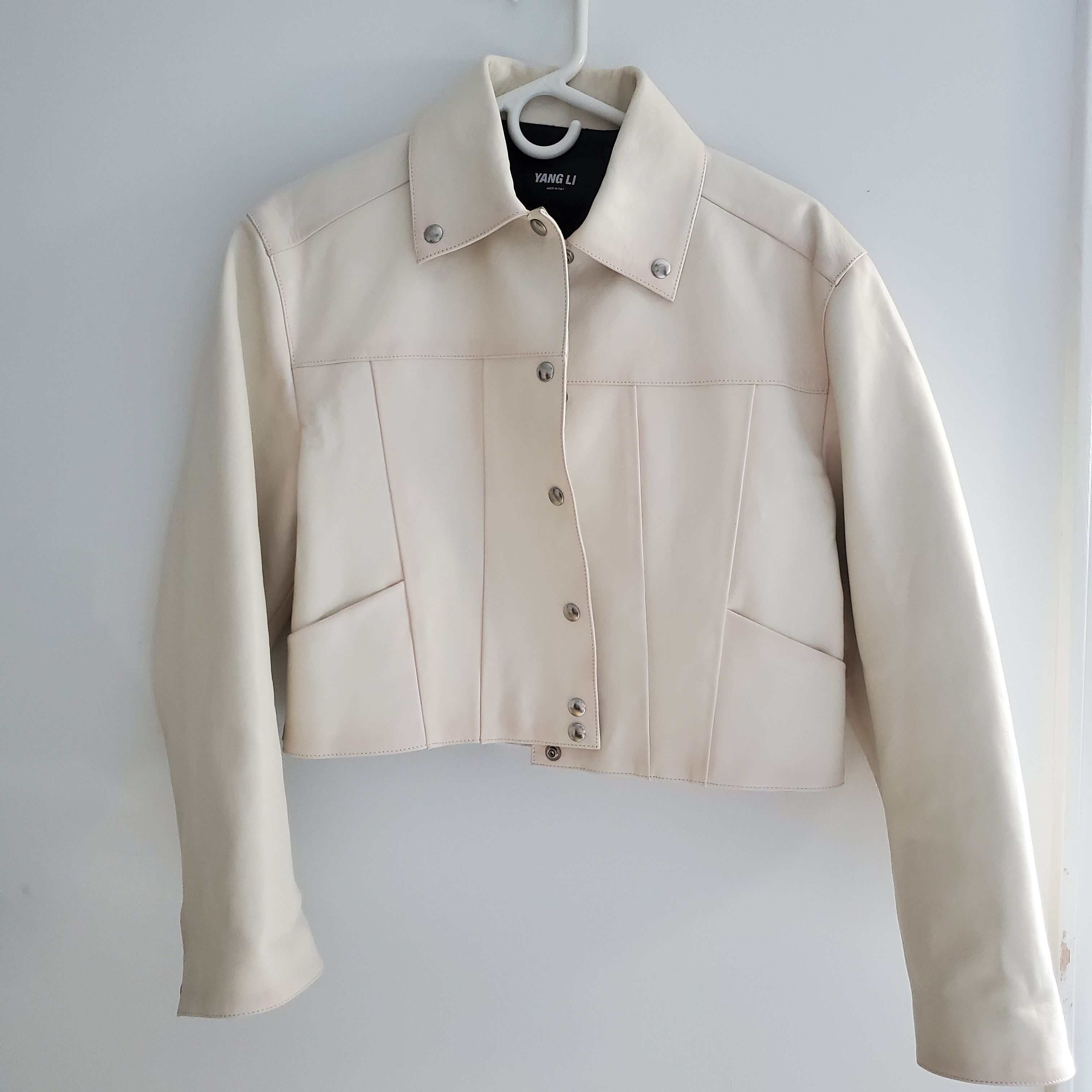 Yang Li Yang Li Leather Jacket Cropped Ivory | Grailed