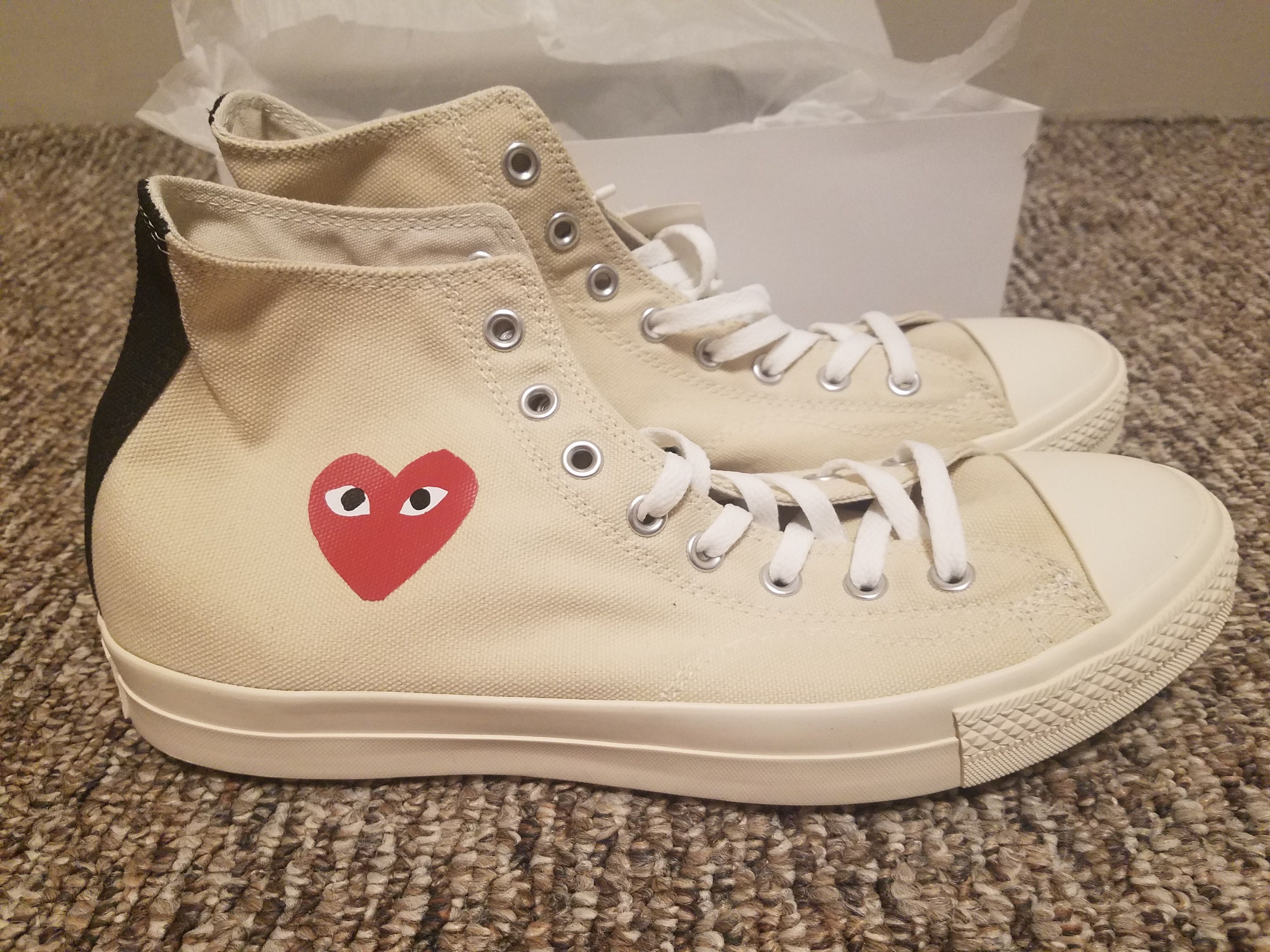 Converse Cream CDG Converse - Little Heart | Grailed