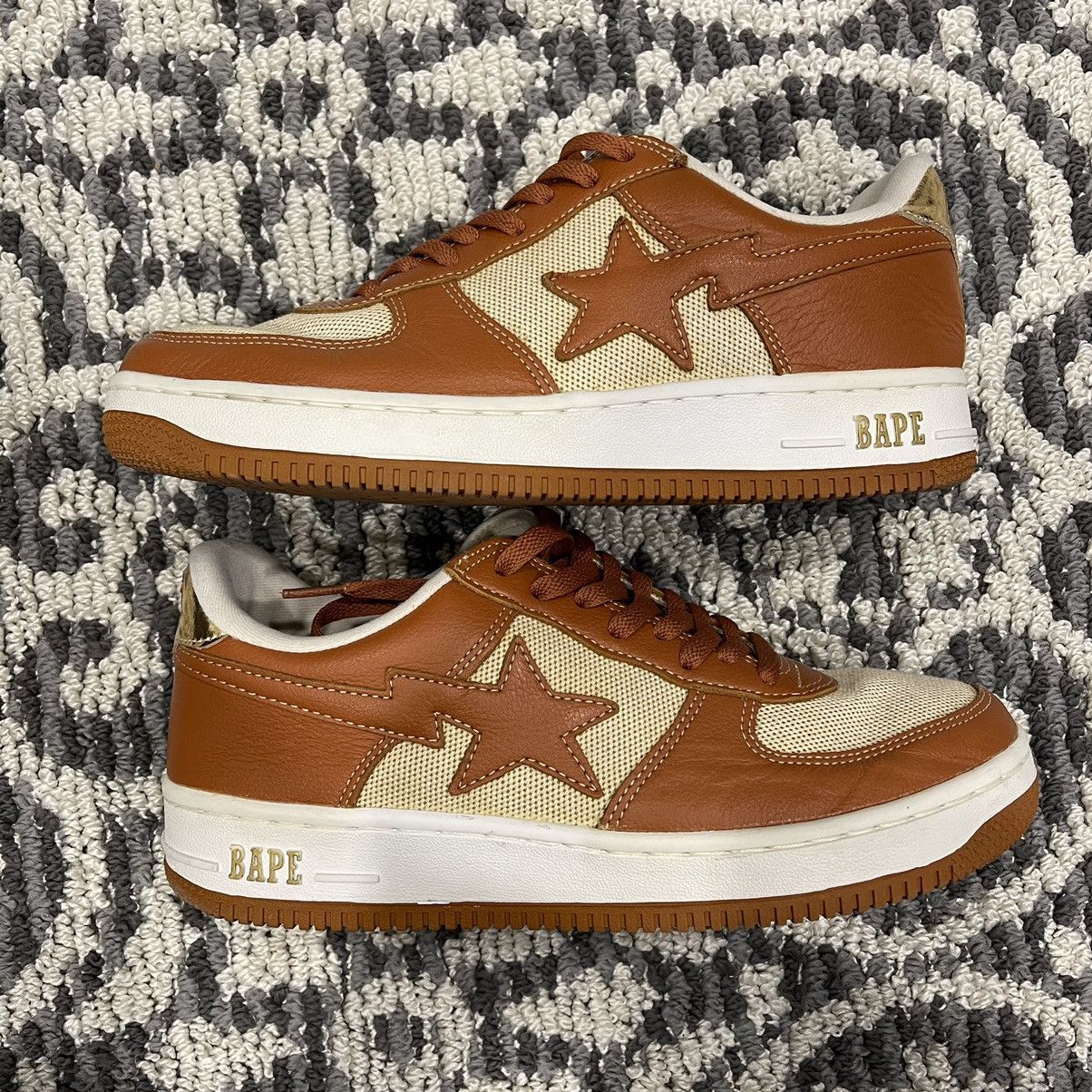 Bape OG Bape Bapesta Leather Mesh Tan Orange | Grailed