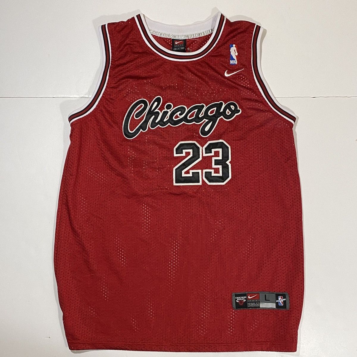NBA × Nike × Vintage Nike Michael Jordan Chicago Bulls Script Jersey ...