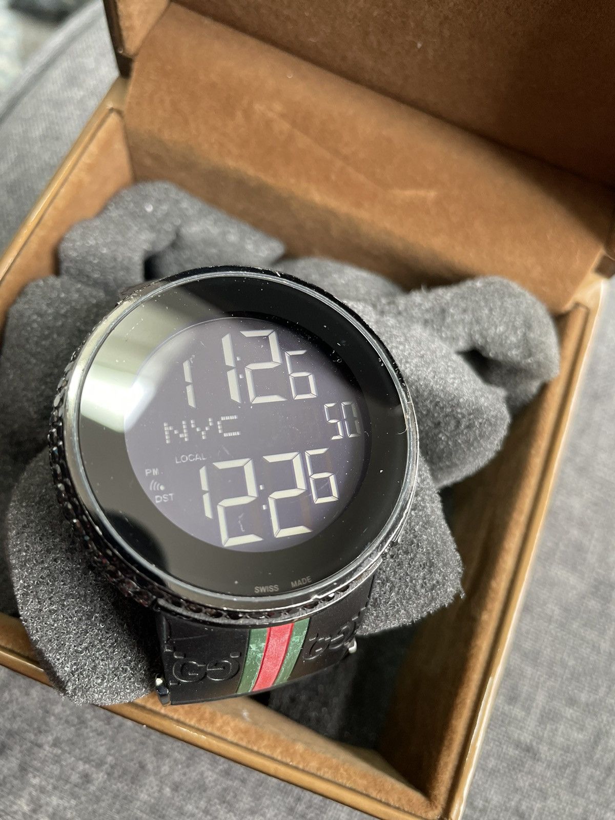 Gucci Gucci 316L .3ct Diamond Digital Quartz Men’s Watch | Grailed