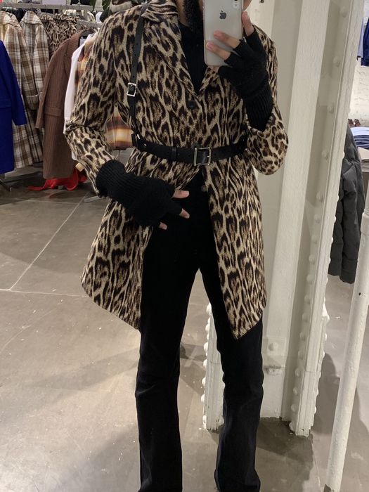 Mango Leopard Print Wool Coat | Grailed