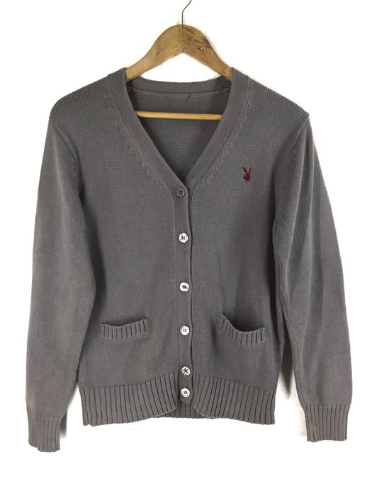 Playboy Grey Playboy Cardigan Hand Knited | Grailed