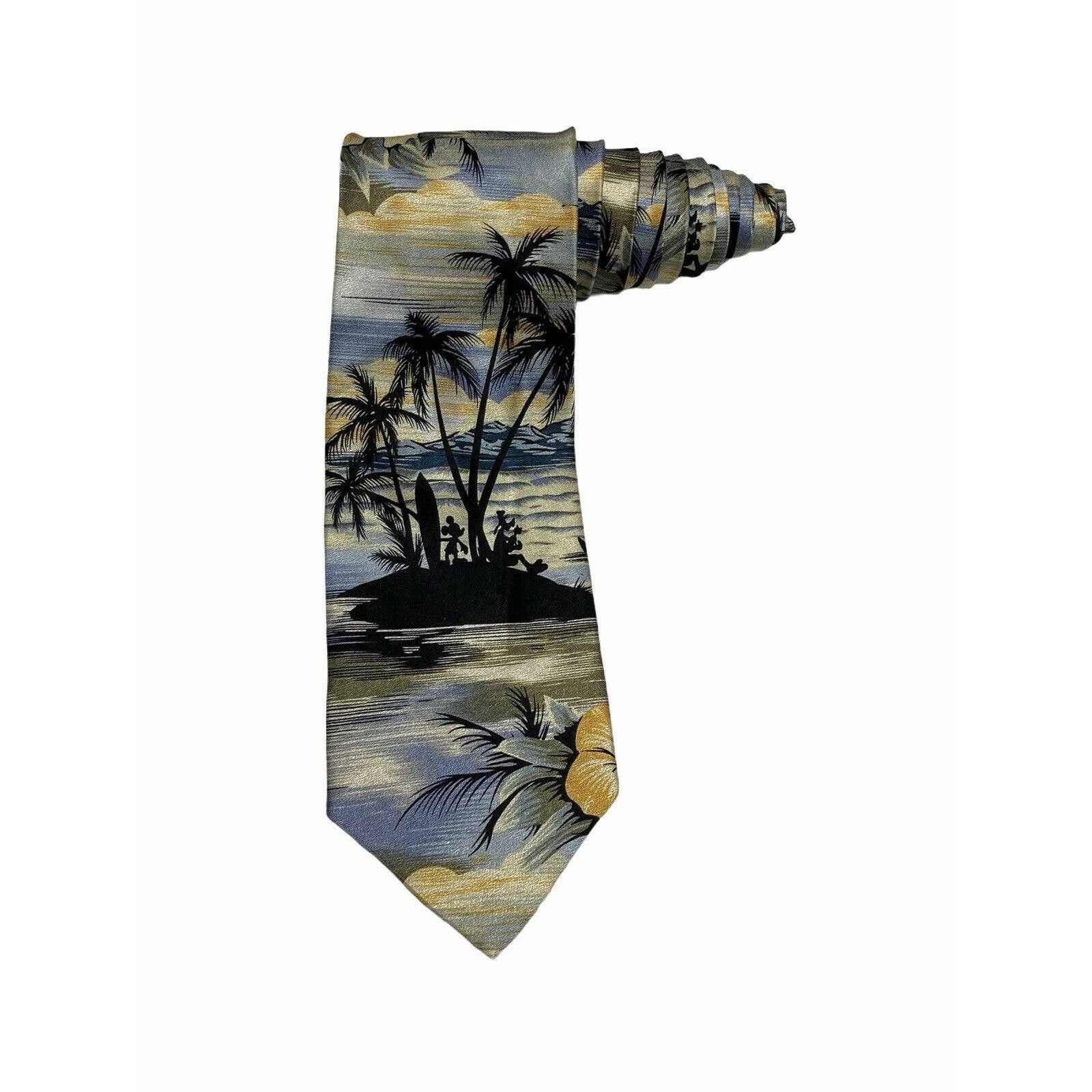 Disney Walt Disney World Tropical Mickey Mouse Goofy Palm Tree Tie ...