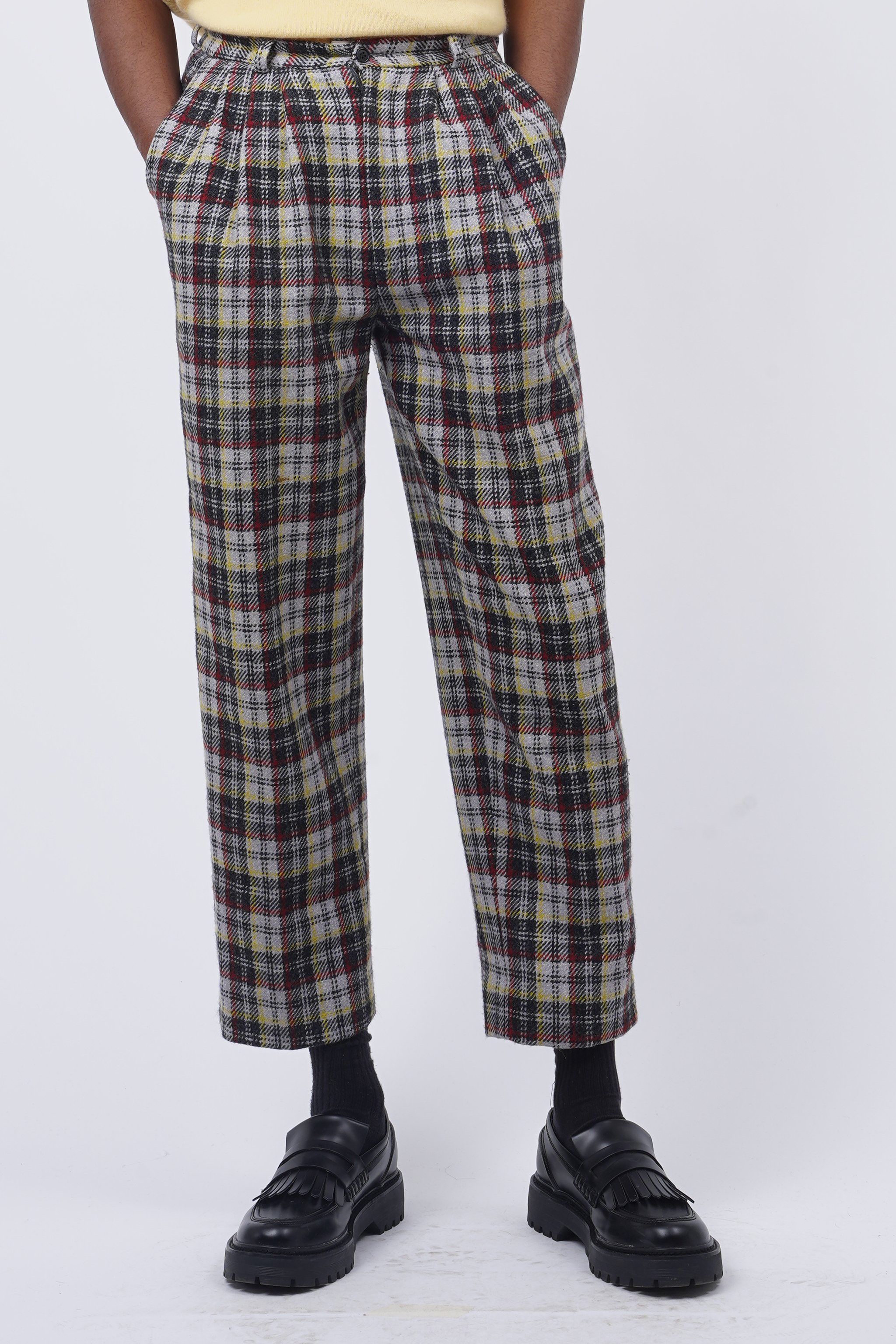 Vintage Vintage 80's Multicoloured Wool Check Cropped Trousers | Grailed