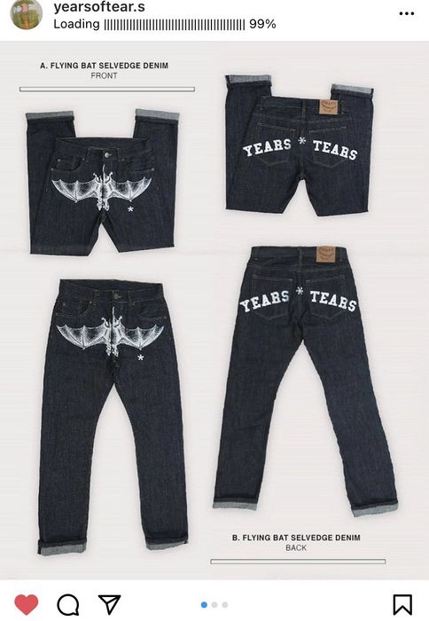 Streetwear Years of Tears, Osbatt Flying Bat Selvedge Denim | Grailed