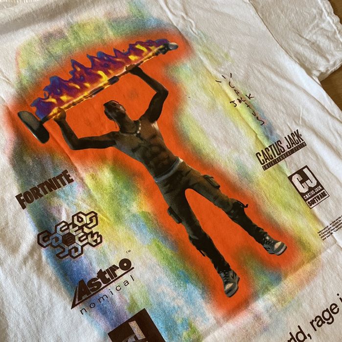 Travis Scott Travis Scott Fortnite Washed White Rage Emote T-Shirt ...