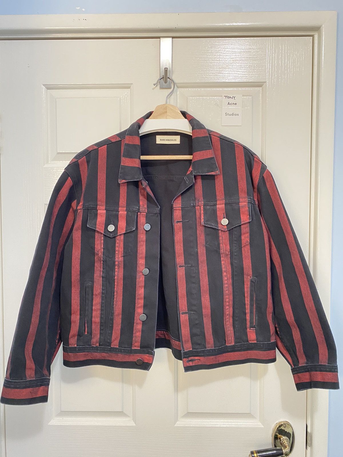 Bare Knuckles Bare Knuckles Red Striped Denim Jacket V2 | Grailed