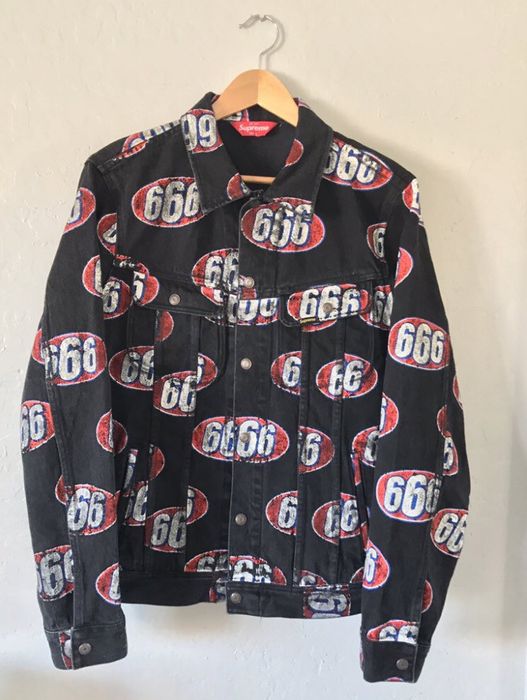 Supreme Supreme 666 Black Denim Trucker Jacket | Grailed