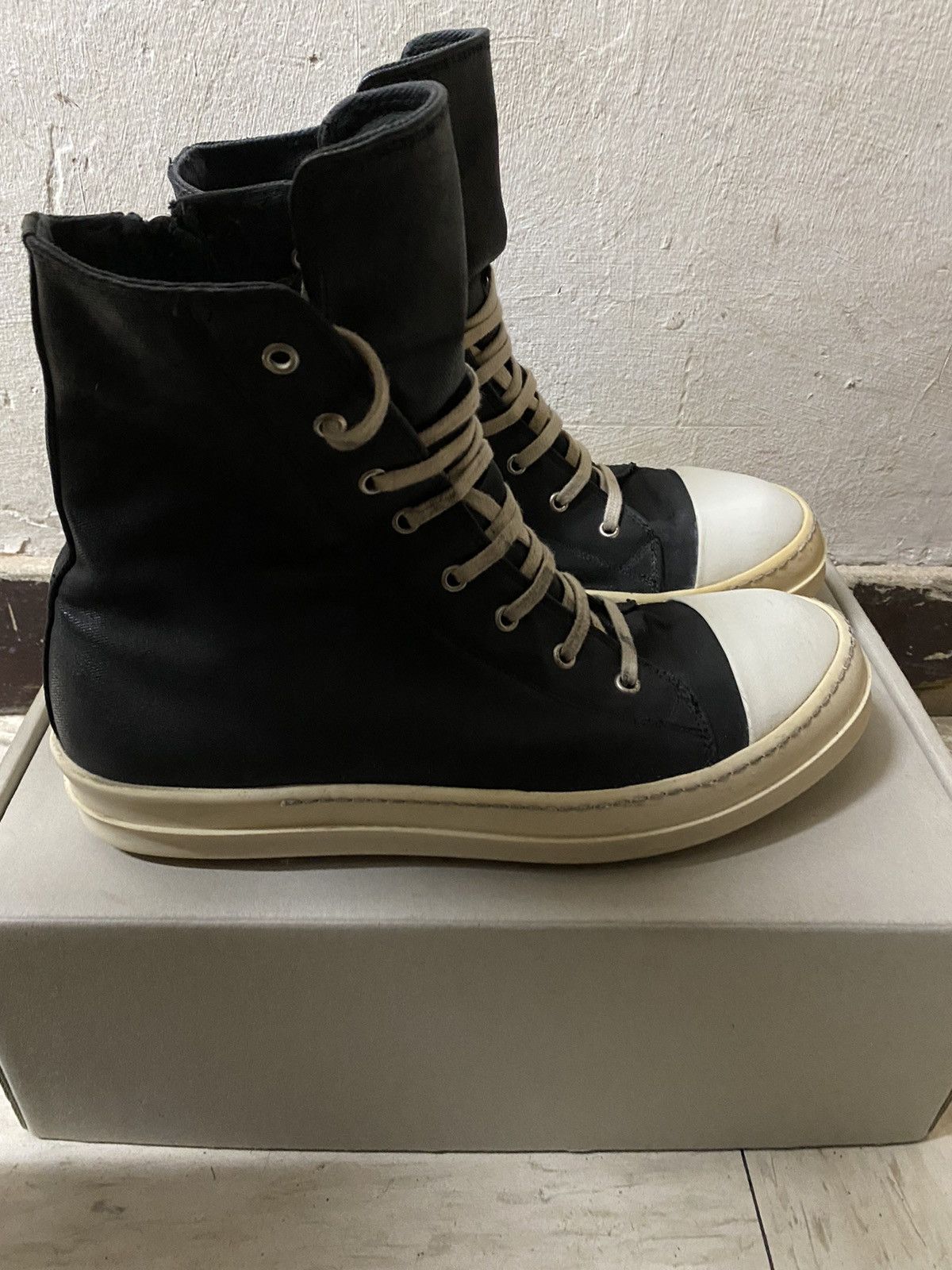 Rick Owens × Rick Owens Drkshdw Rick Owens og waxed canvas ramones ...
