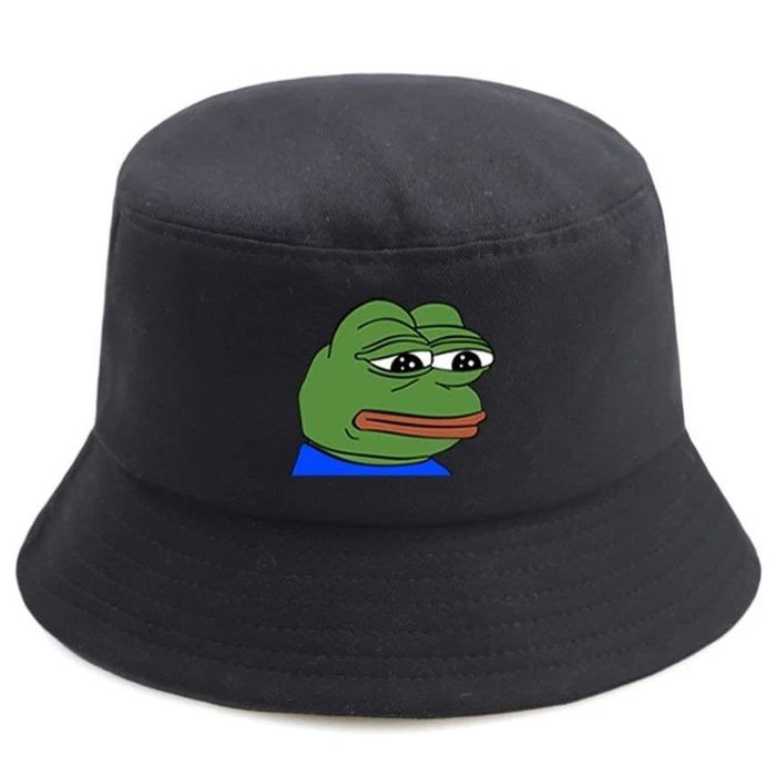 Vintage Bucket Hat Sad Pepe Black | Grailed
