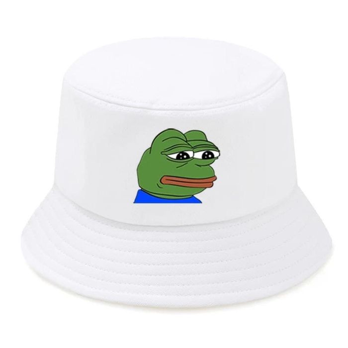 Vintage Bucket Hat Sad Pepe White | Grailed