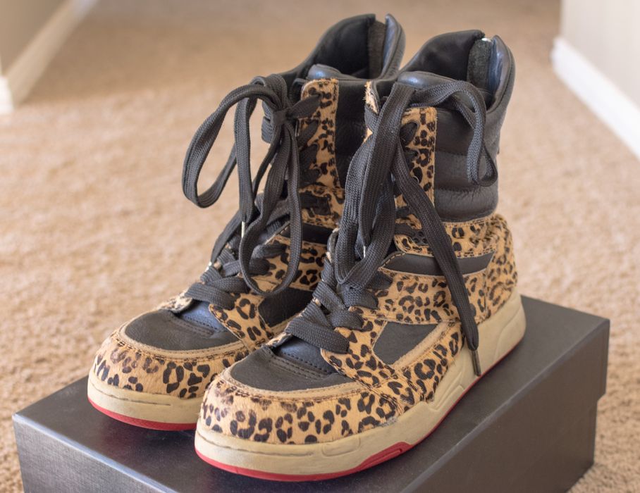 Diet Butcher Slim Skin DBSS Pony Hair Leopard Print High Tops | Grailed