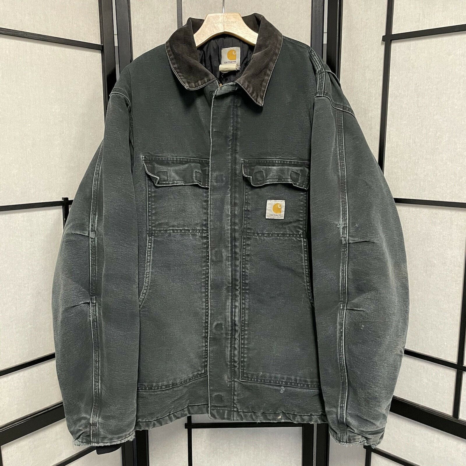 Carhartt × Vintage Carhartt Canvas Work Jacket C03 BLK Distressed Tall ...