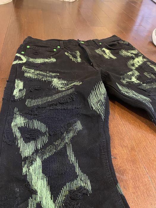 Vlone Endless Denim black/green denim jeans | Grailed