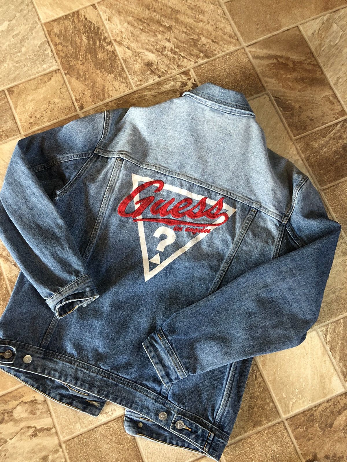 Guess × Vintage Vintage Guess Jean Jacket Back Embroidered Logo | Grailed