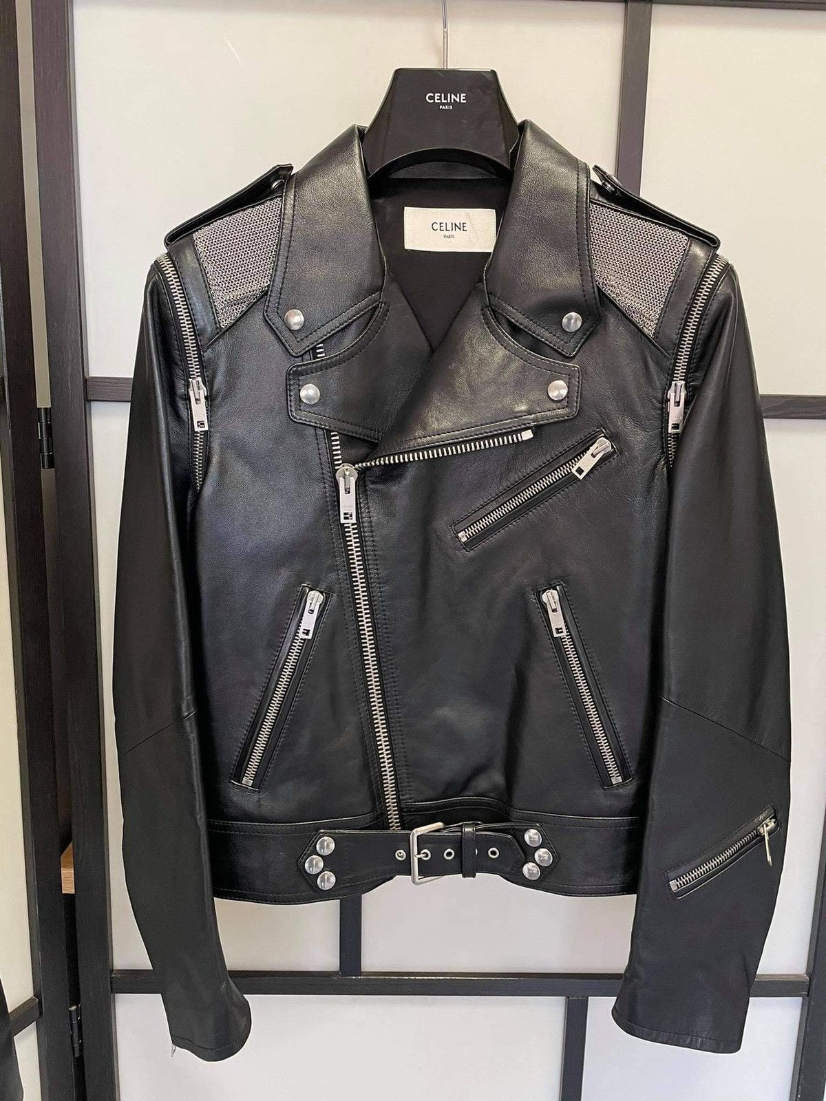 Celine × Hedi Slimane GRAIL - FW19 Metal Mesh Calfskin Biker Jacket 52 ...