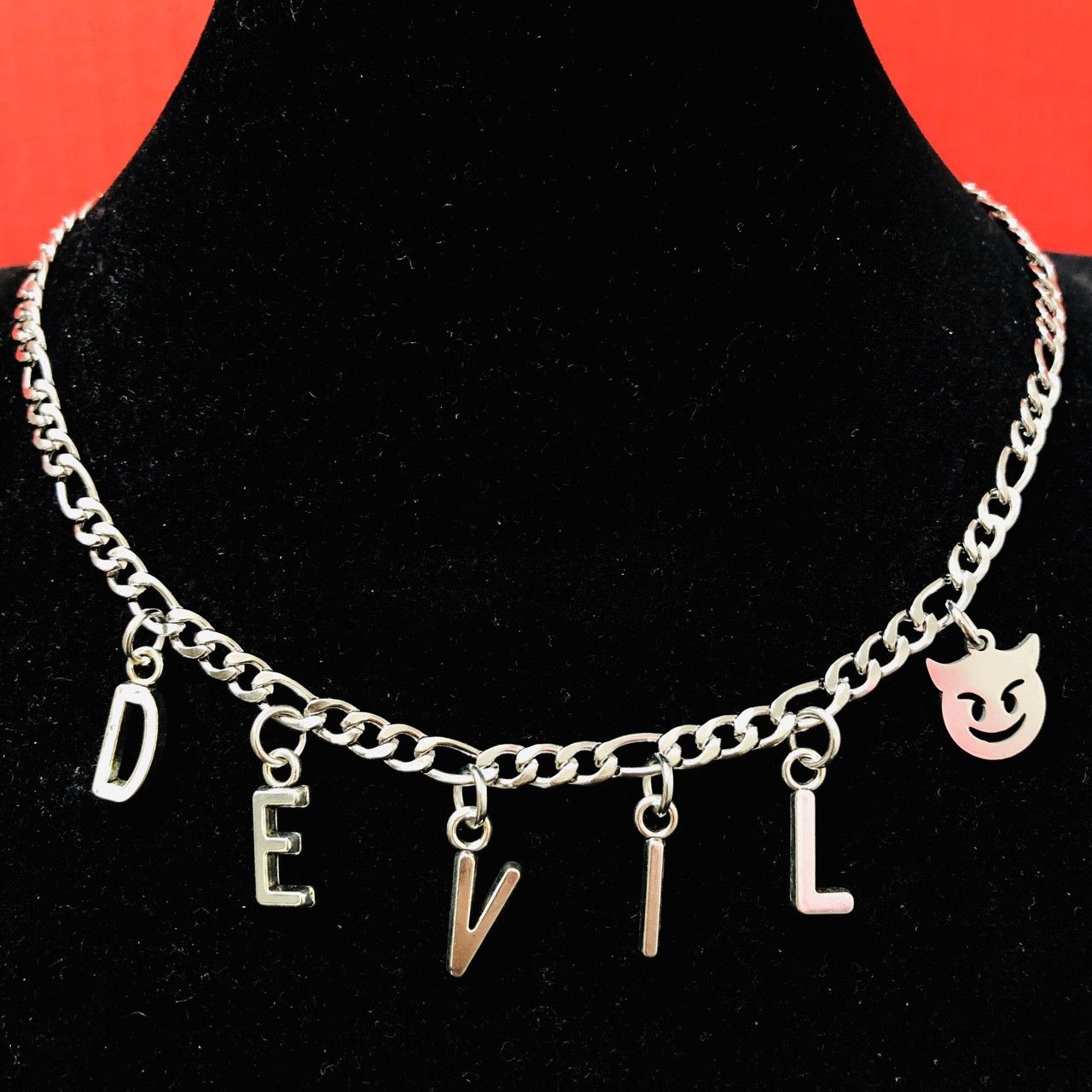Rockers DEVIL 😈 Word Letter Alphabet and emoji Necklace Choker | Grailed
