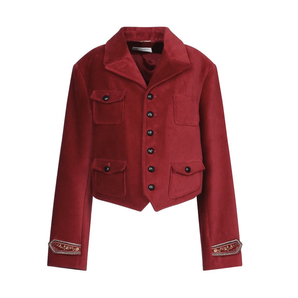 Saint Laurent Paris Saint Laurent Cropped Velvet Jacket, Gold Details ...