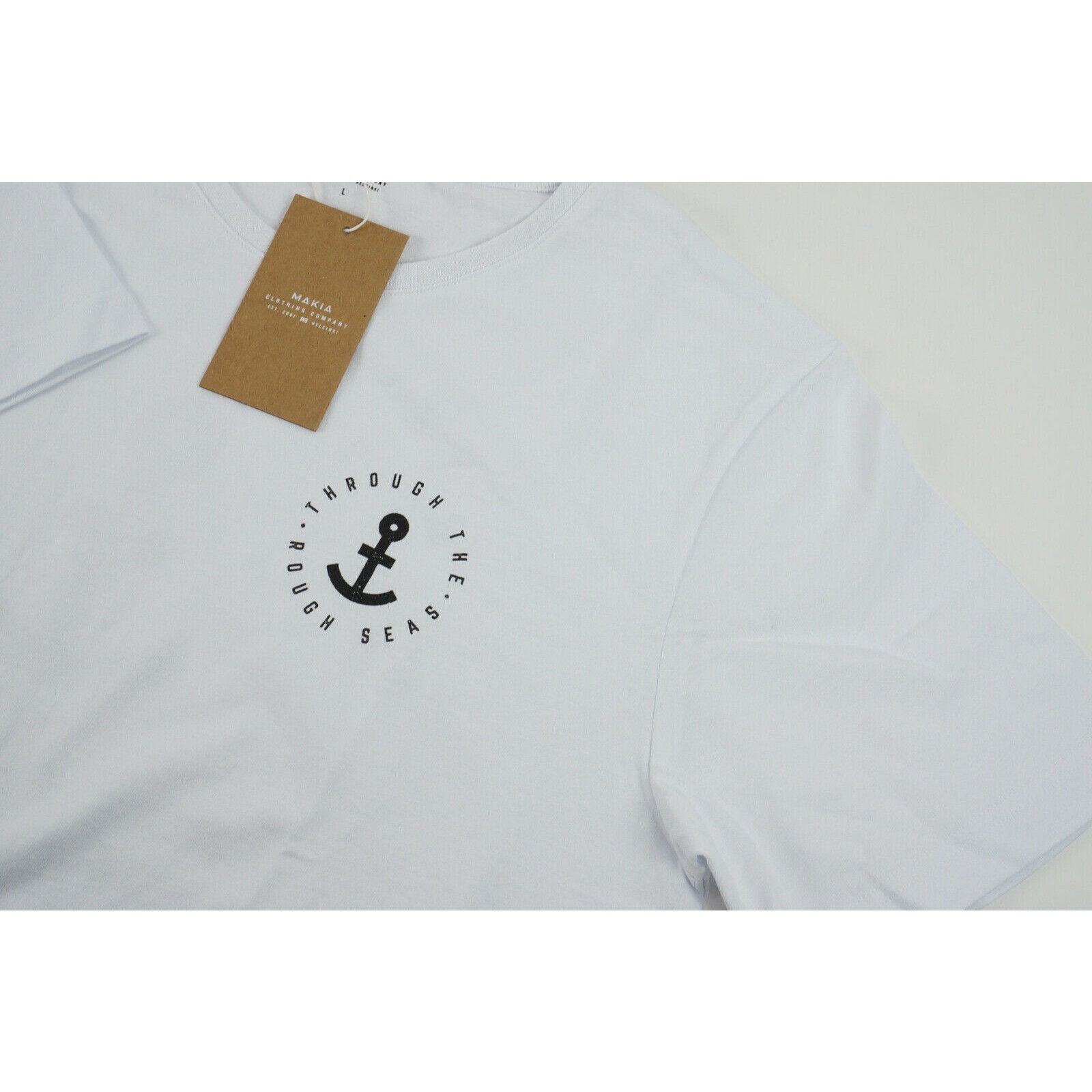 Makia New Makia Shank Large White Cotton Big Anchor Logo T-Shirt | Grailed