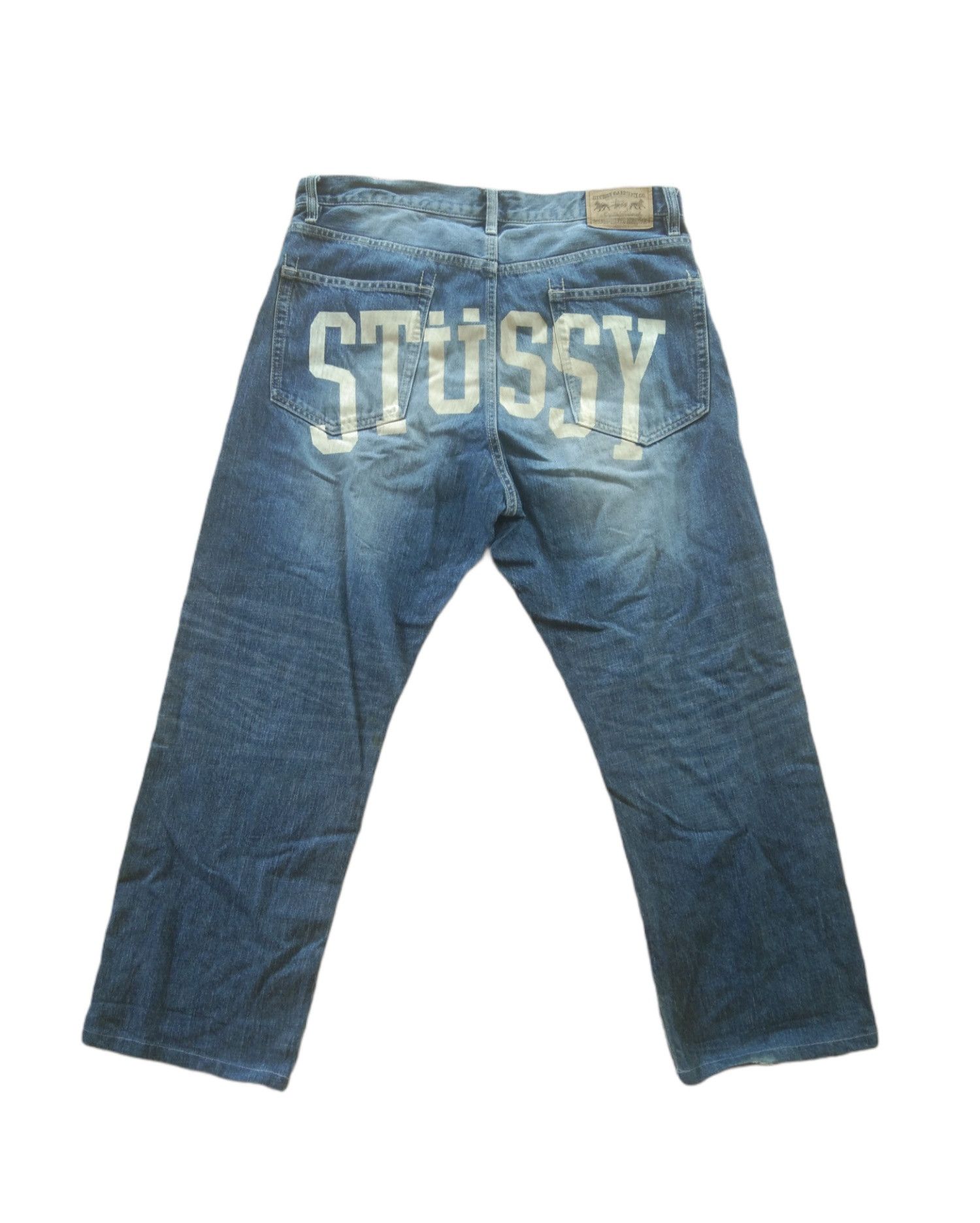 Vintage Stussy jeans big logo | Grailed