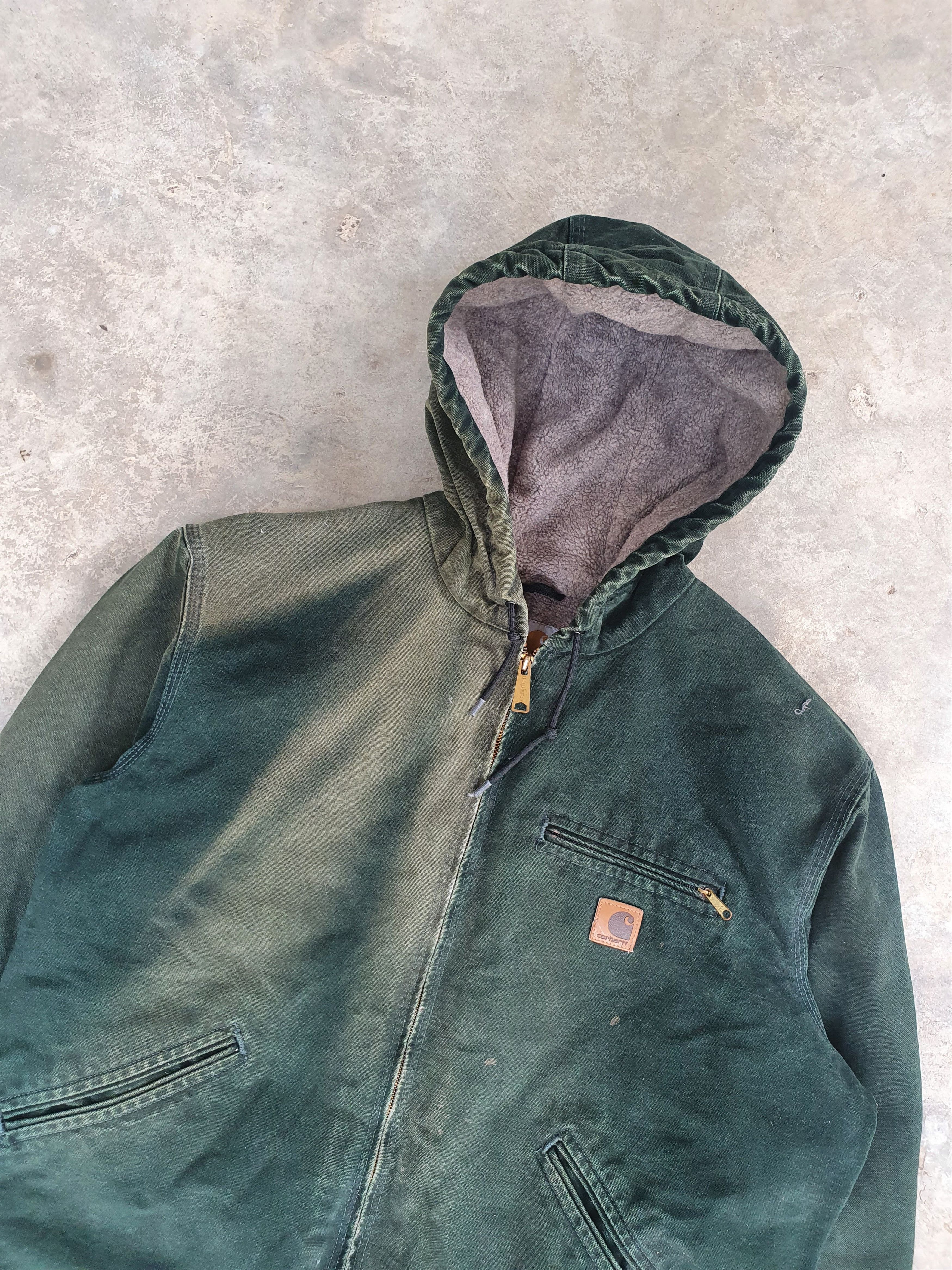 Vintage 1990s Sun Faded Pine Green Carhartt Jacket | Grailed