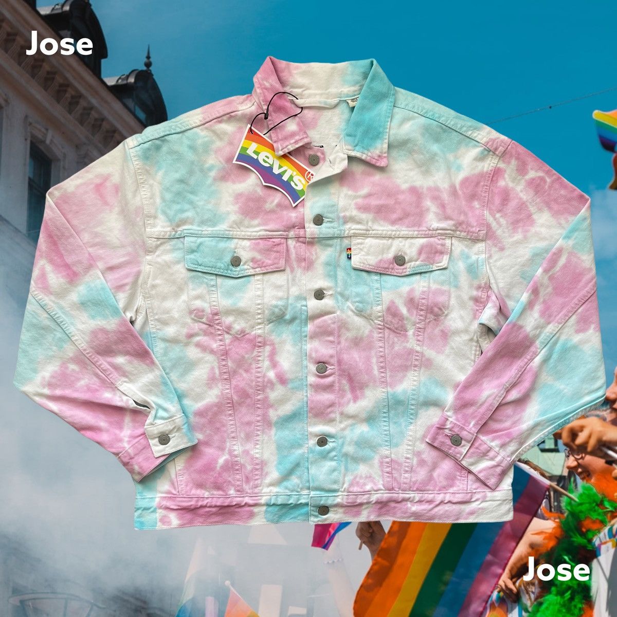 Levi's LEVIS PREMIUM PRIDE OVERSIZED TRUCKER DENIM JEAN JACKET FADE ...