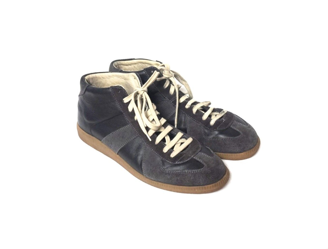 Maison Margiela High Top Suede Leather Black GATs Replica MMM Gum Sole ...