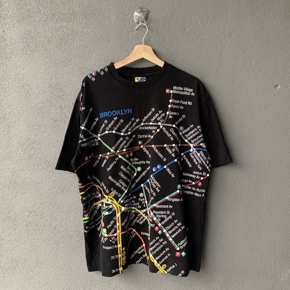 Streetwear NYC Subway Line Manhattan Map Black T-shirt | Grailed