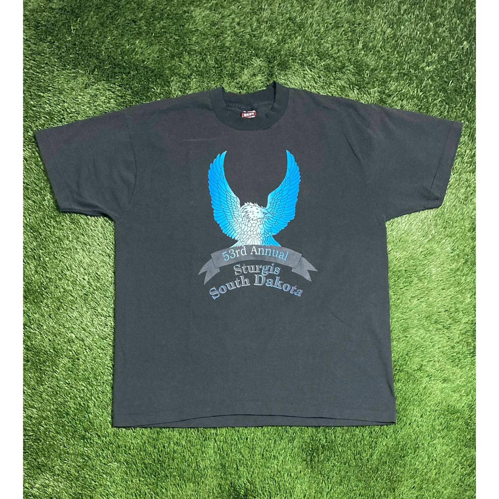 Harley Davidson × Vintage Vintage Sturgis Gradient Blue Eagle Tee Shirt ...