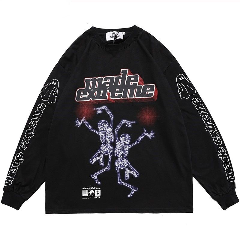 Grailed × Streetwear Made Extreme Oversize Skeleton Hip Hop Long Sleeve ...