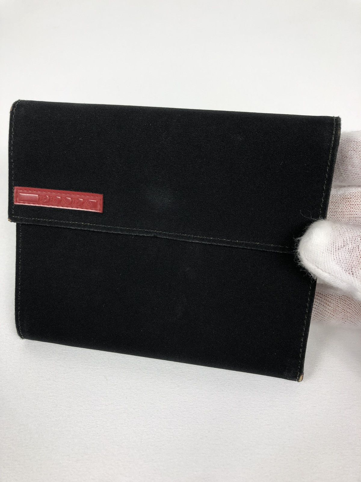 Prada Prada linea rossa nylon trifold wallet | Grailed
