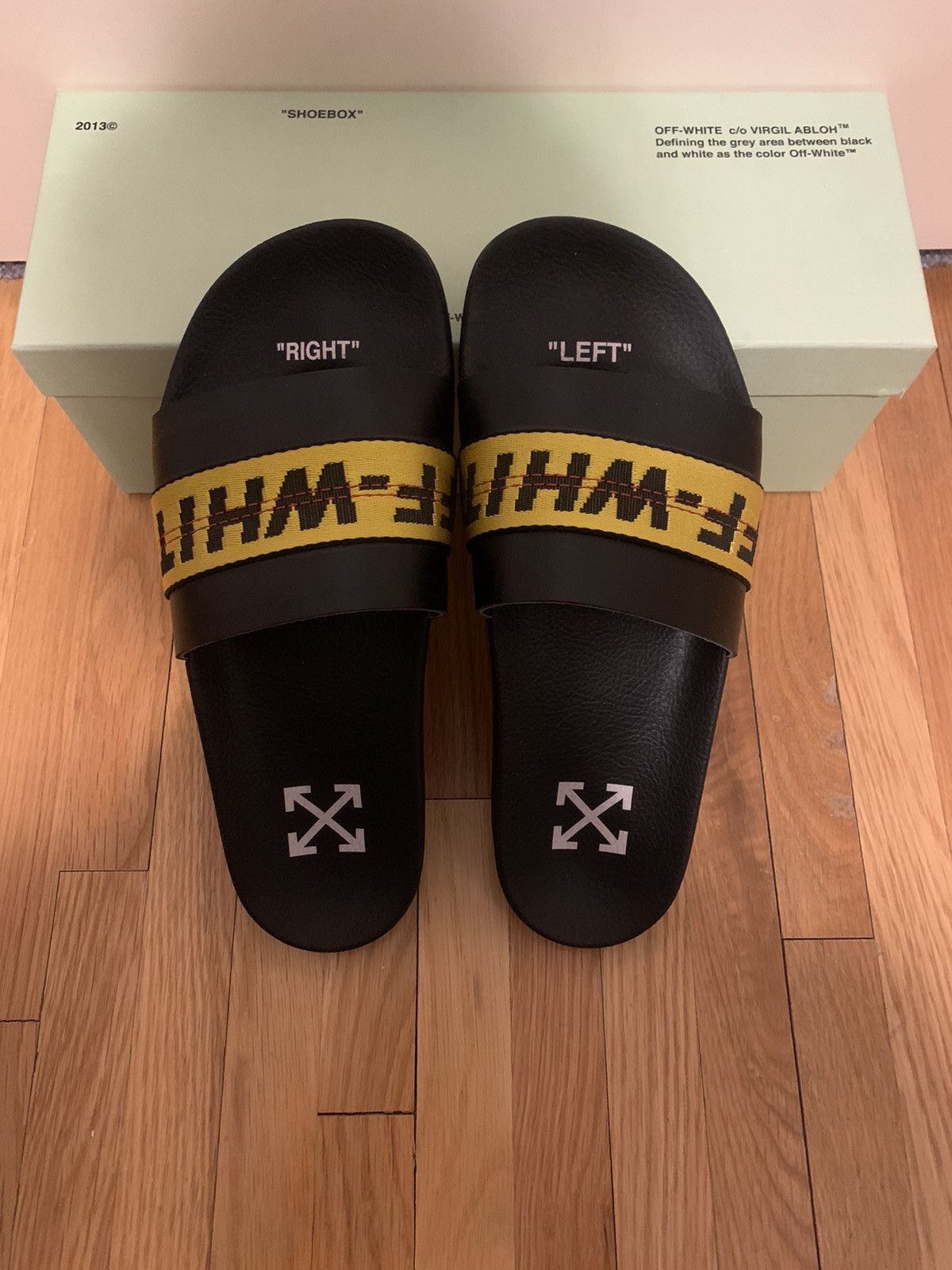 Off-White Off White Industrial Slides Black/Yellow | Grailed