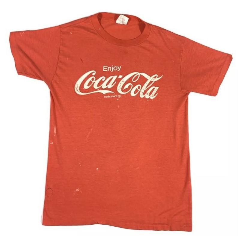 Coca Cola × Vintage Vintage 80s Coca Cola Thin Red Splatter T-Shirt ...