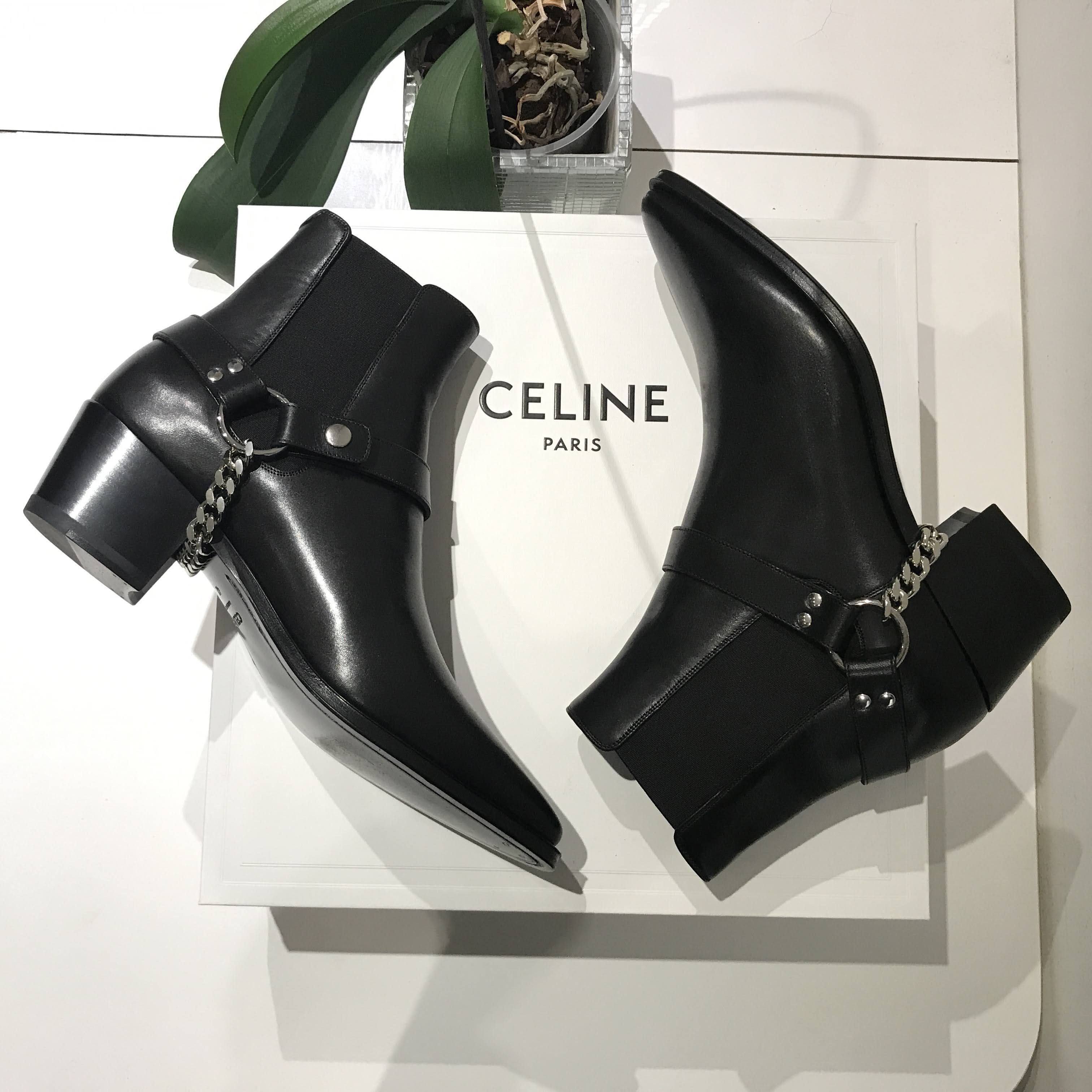 Celine × Hedi Slimane Celine Camargue Chelsea Boots with Chain Harness ...