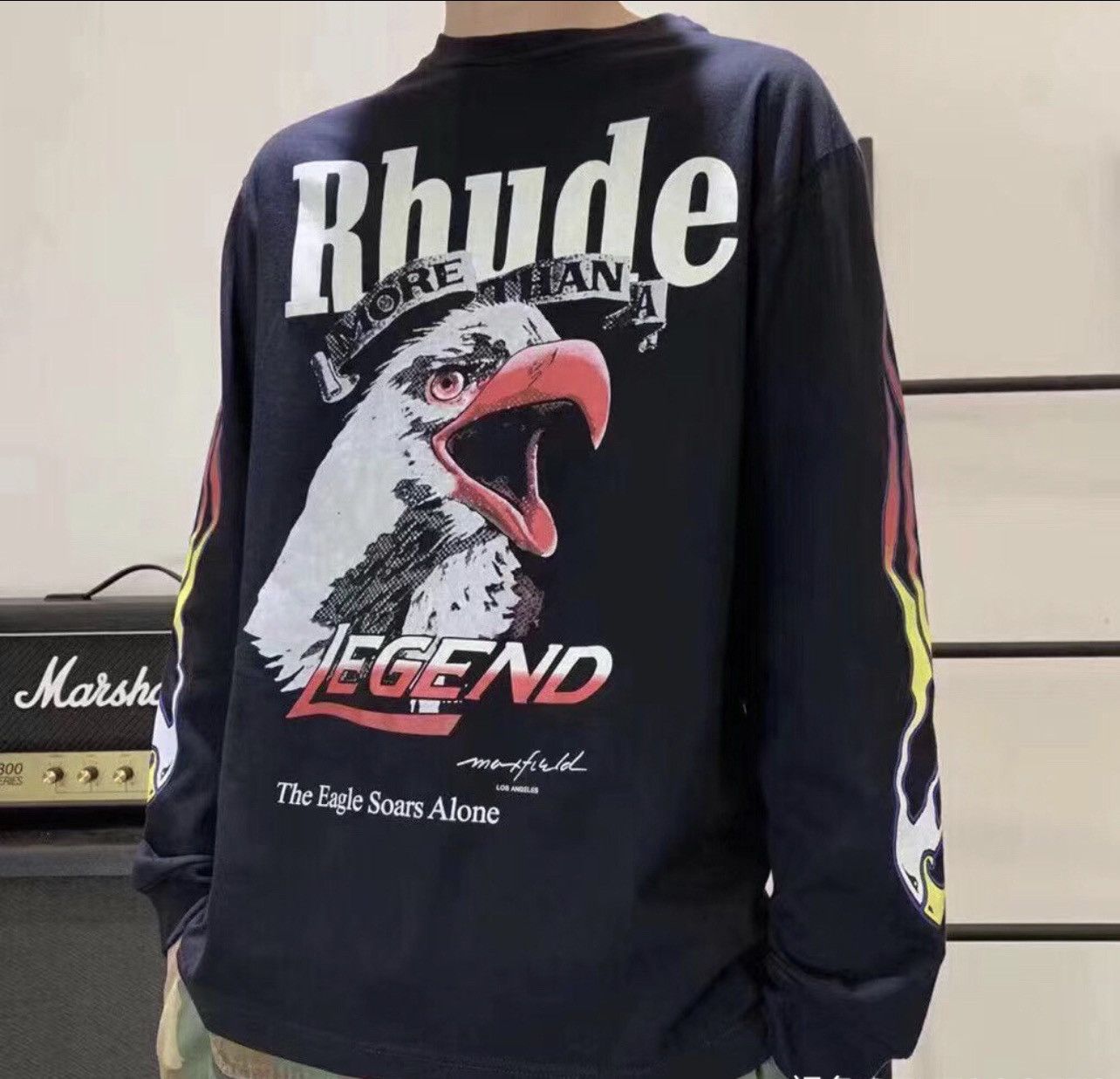 Maxfield Los Angeles × Rhude Rude Maxfield LA eagle longsleeve | Grailed