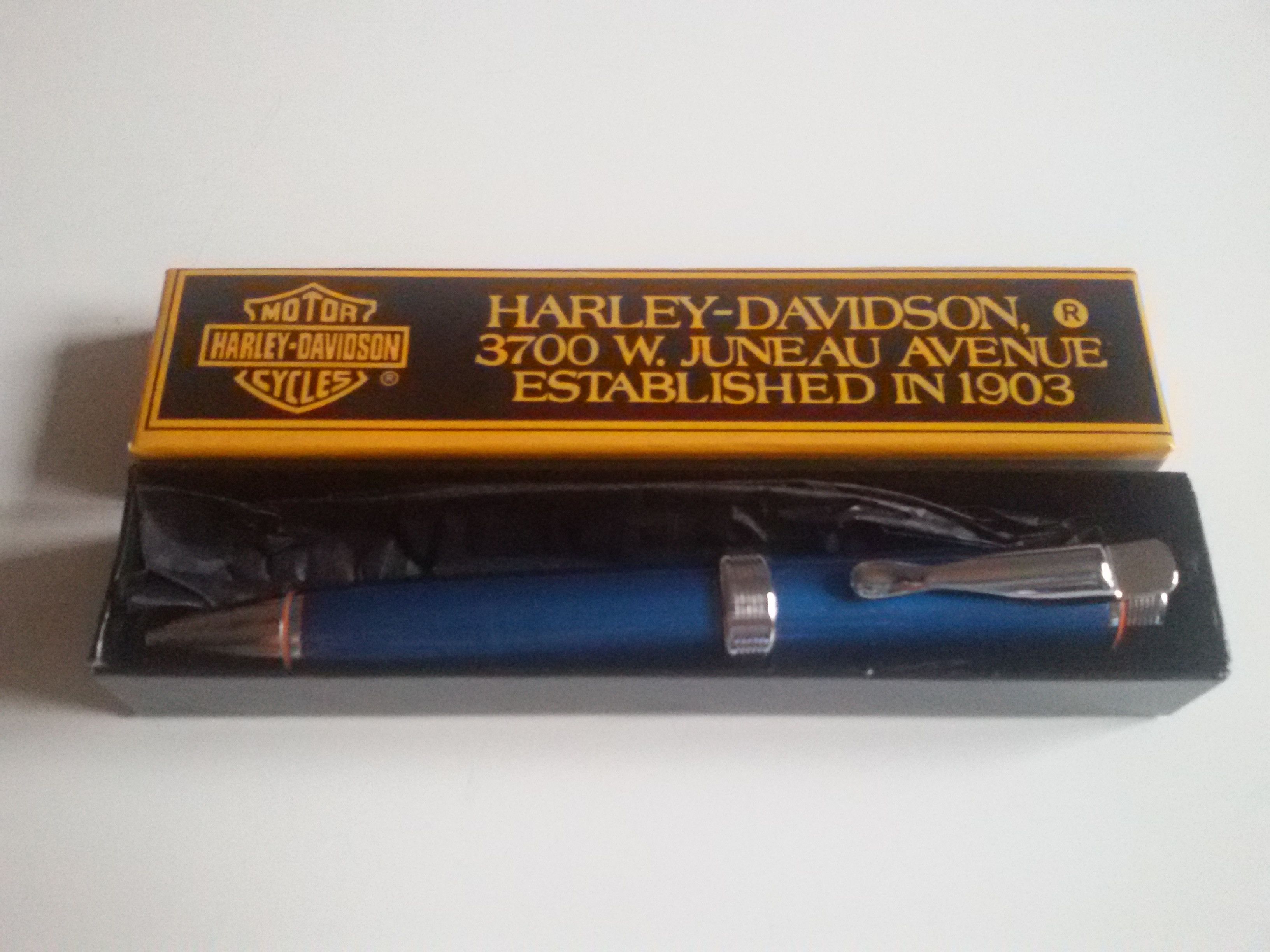 Harley Davidson NIB Harley Davidson Ballpoint Pen, Metallic Blue, 1990s ...
