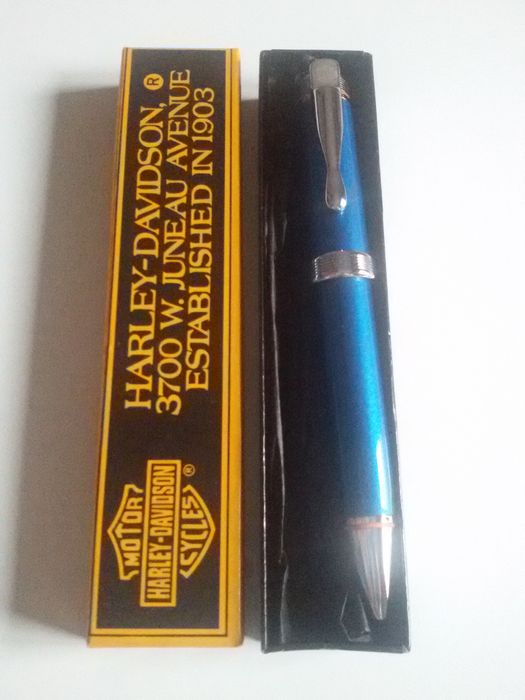 Harley Davidson NIB Harley Davidson Ballpoint Pen, Metallic Blue, 1990s ...