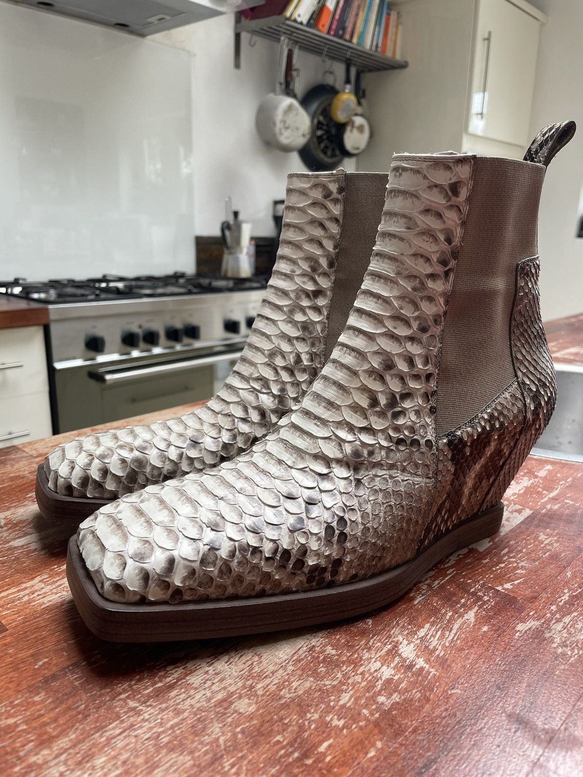 Rick Owens LAST DROP: RARE Tecuatl Python Skin Sliver Wedge Boots sz43 ...