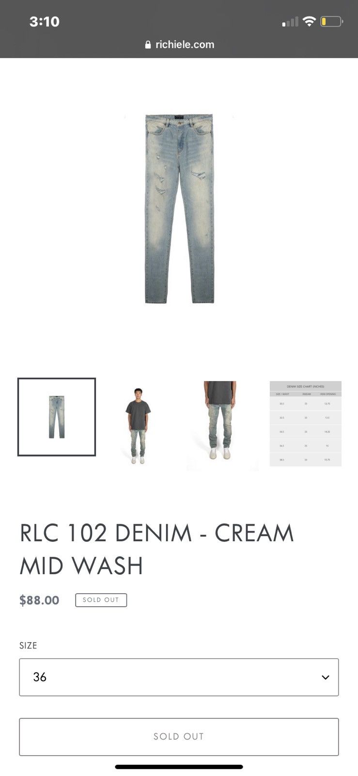 Richie Le Collection RLC 102 DENIM - CREAM MID WASH | Grailed