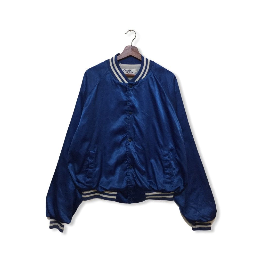 Chalk Line Chalk Line Satin Jacket Varsity Bomber Blue Vintage 80s 90s ...